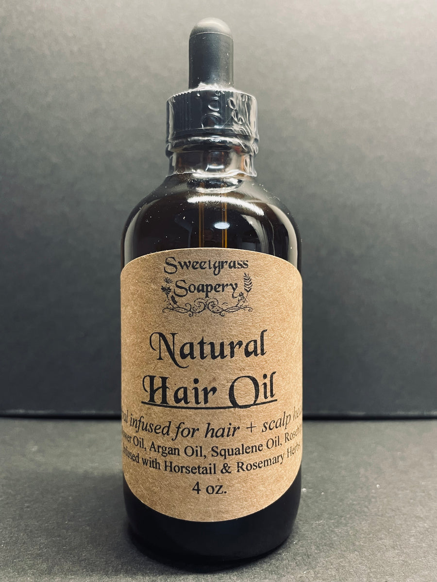 Natural - Unscented Herbal Hair Oil – Sweetgrass Soapery